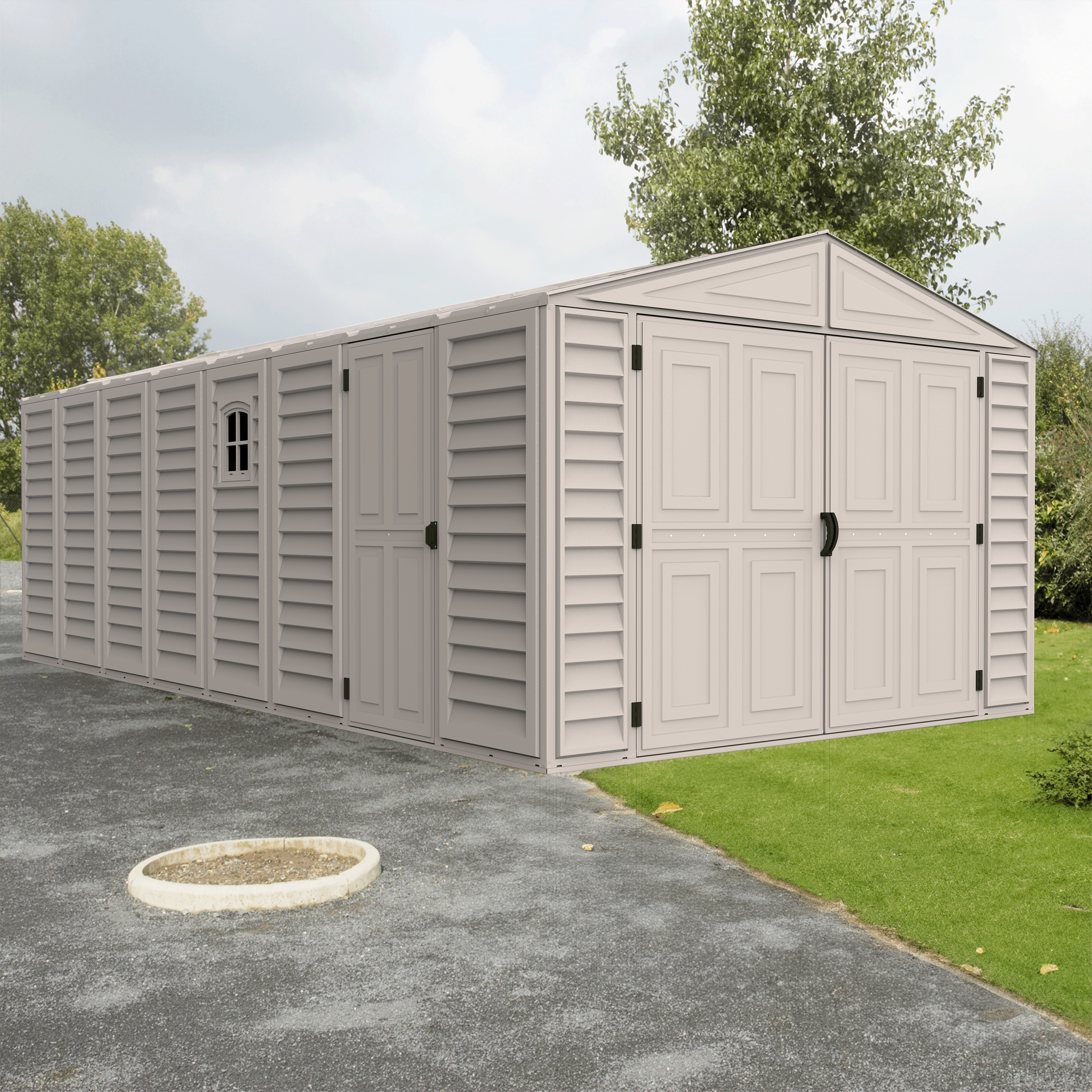 DuraMax 10.5ft x 20.5ft w/ Vinyl Garage with Foundation Kit and window ...