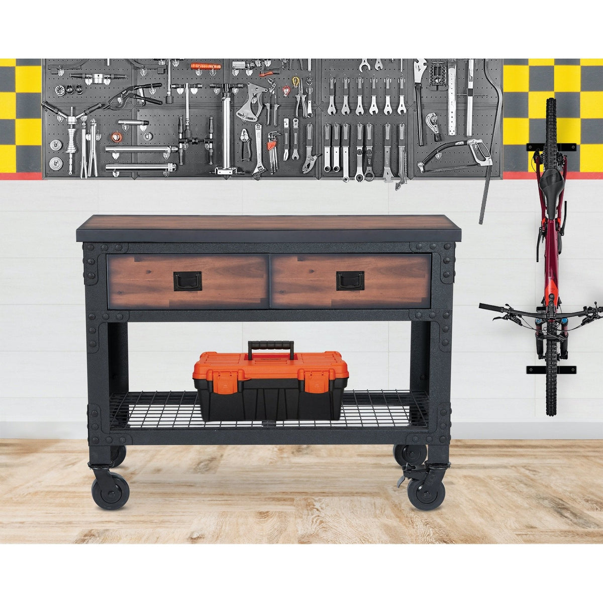 Duramax 2-Drawer Rolling Workbench 48 Inch x 24 Inch for Home, Garage ...